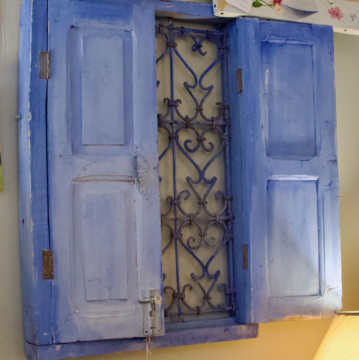 Shop Provincial blue Spanish window grill & shutters w/ latch | Hunt ...
